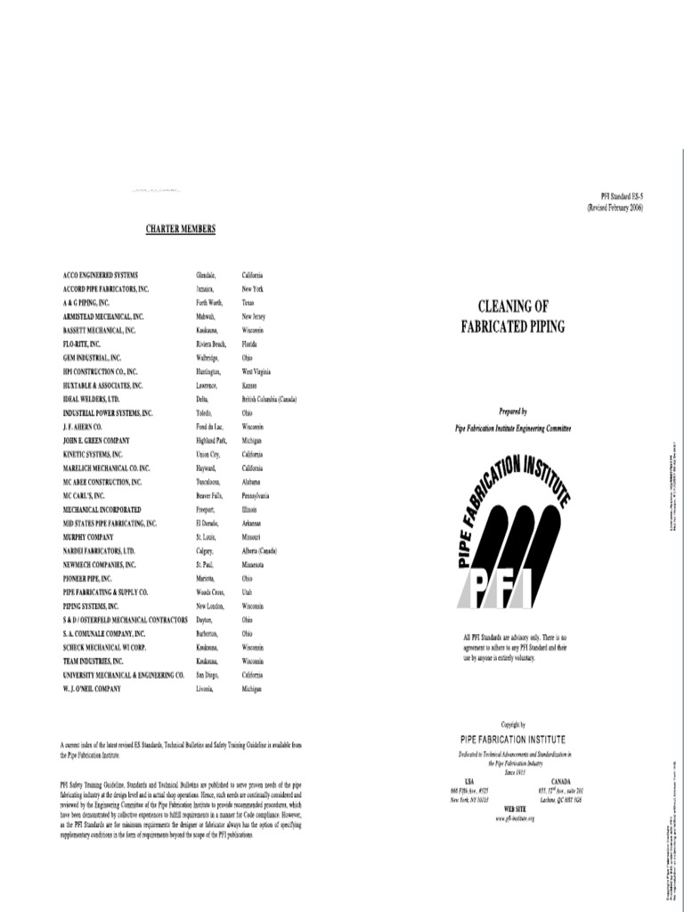 PFI - ES - 5 - 2006 Cleaning of Fabricated Piping | PDF