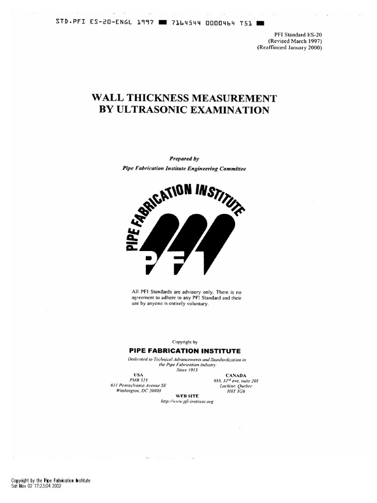 PFI ES 20 1997 R2000 Wall Thickness | PDF