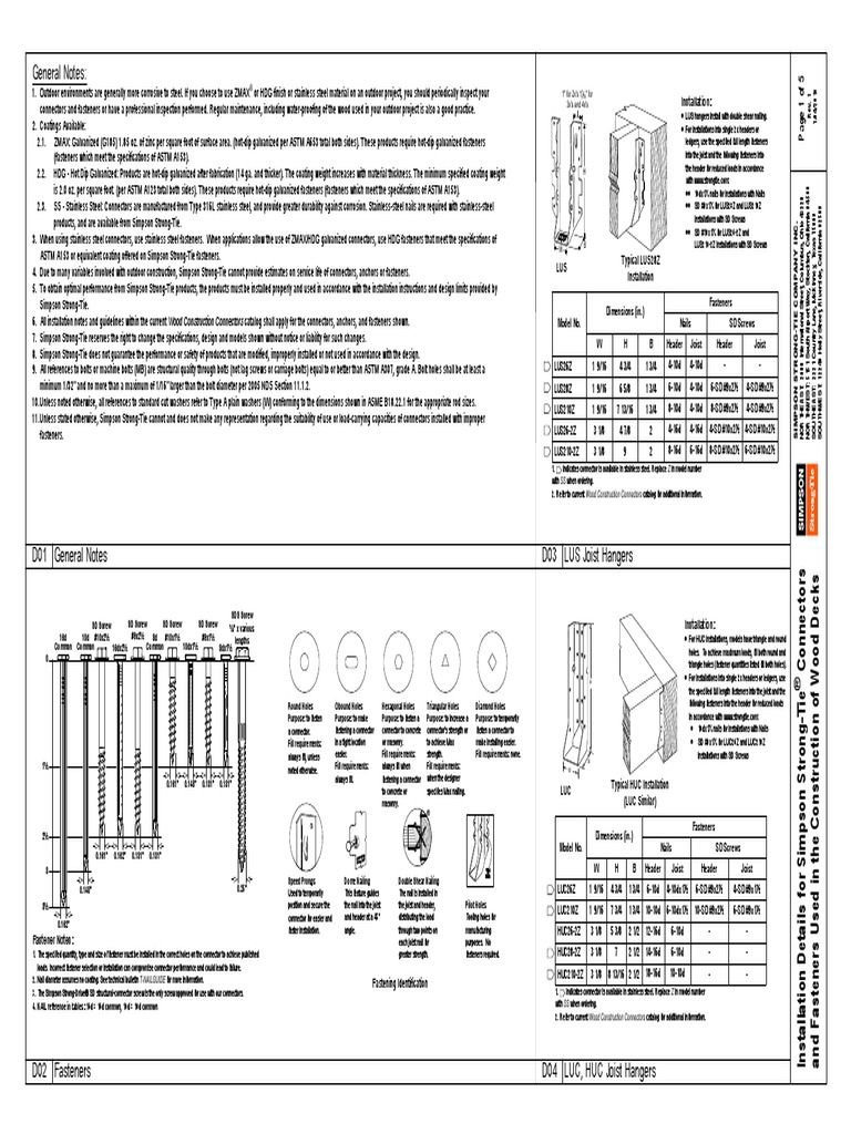 C F - Installation Details Connectors and Fasteners Construction of ...