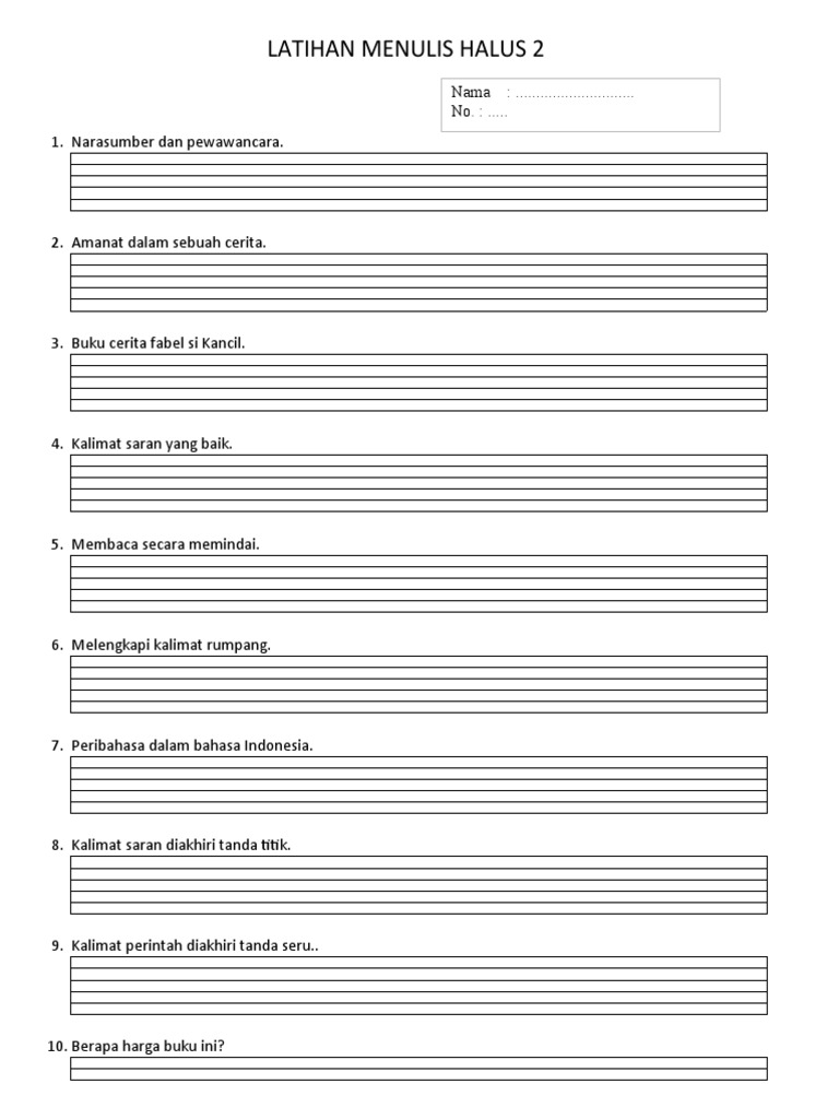 Latihan Menulis Halus Kelas 2 SD | PDF | Fiksi Umum