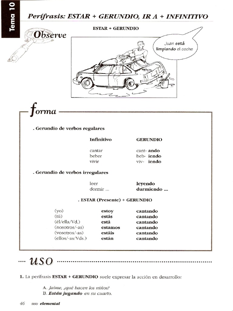 Tema 10_Perífrasis. Estar + Gerundio - Ir a + Infinitivo | PDF