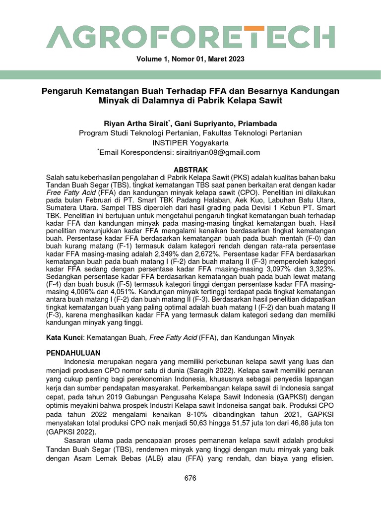Pengaruh Kematangan Buah Terhadap FFA | PDF | Sains & Matematika