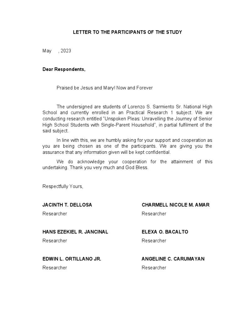 Appendix B Letter To The Participants | PDF