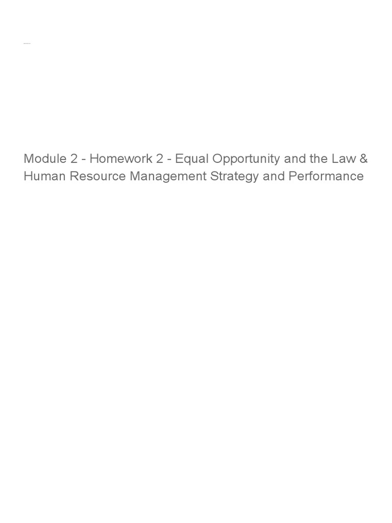 Module 2 Homework 2 Equal Opportunity and The Law | PDF
