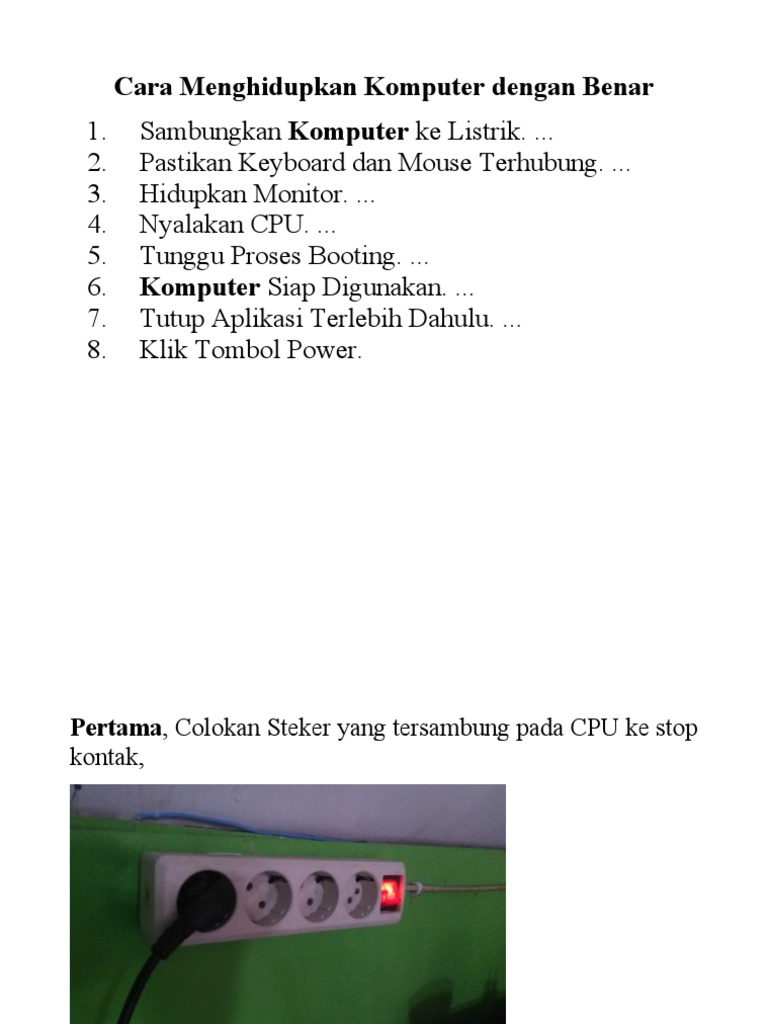Cara Menghidupkan Komputer Dengan Benar | PDF Cara Menghidupkan Komputer Dengan Benar | PDF