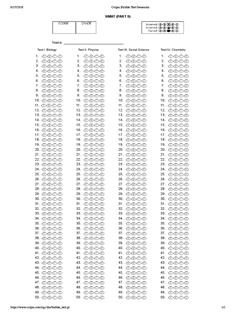 Practice Answer Sheet Part 2 | PDF | Science | Observation