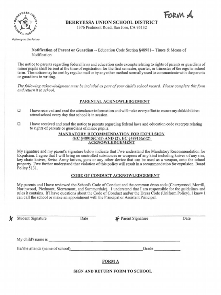 ABC Forms Piedmont Middle School | PDF