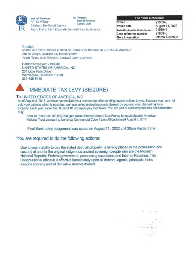 Tax Levy 2193946 United States of America Inc | PDF