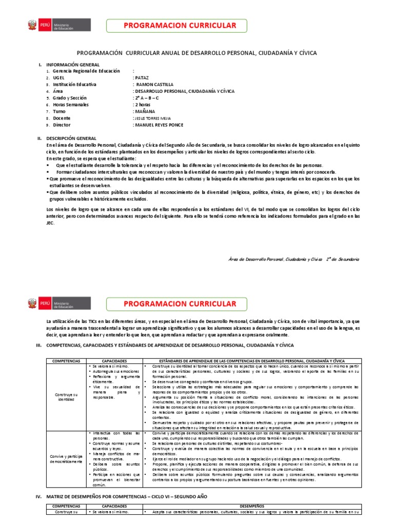 Programacion Anual DPCC 2º | PDF