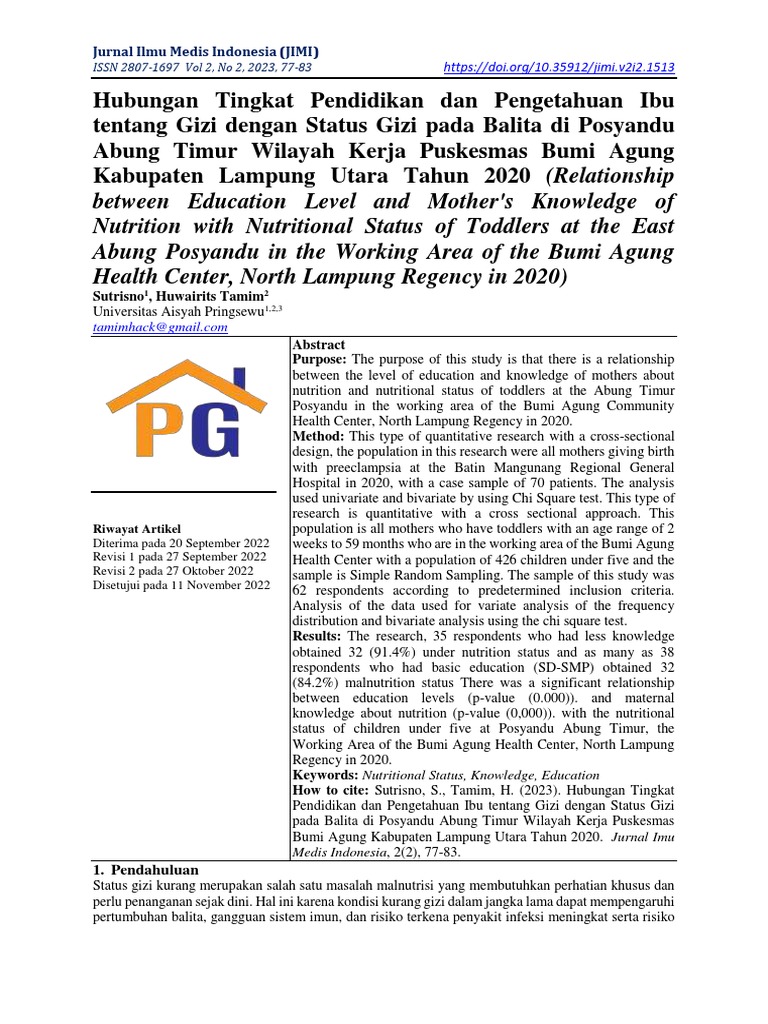 Hubungan Tingkat Pengetahuan Ibu Dengan Status Gizi Balita | PDF