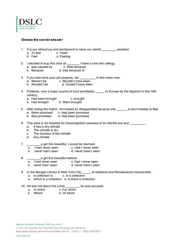 DSLC - English Test | PDF