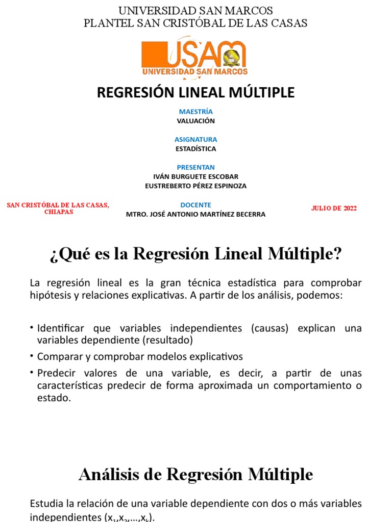 Regresión Lineal Múltiple Pdf 2018