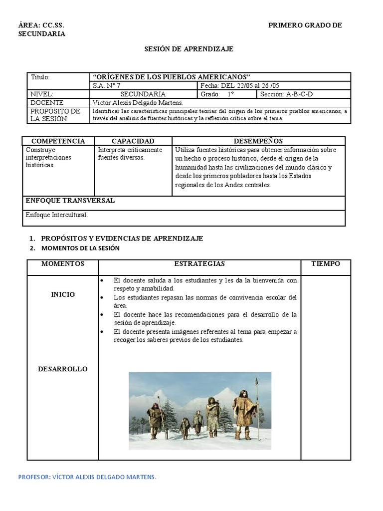 SESIÓN DE APRENDIZAJE 7 Unidad 1 CC - SS 1 SEC. | Descargar gratis PDF | Evaluación | Aprendizaje