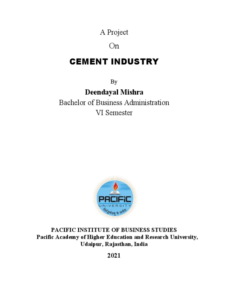 Project On Cement Industry | PDF | Cement | Concrete