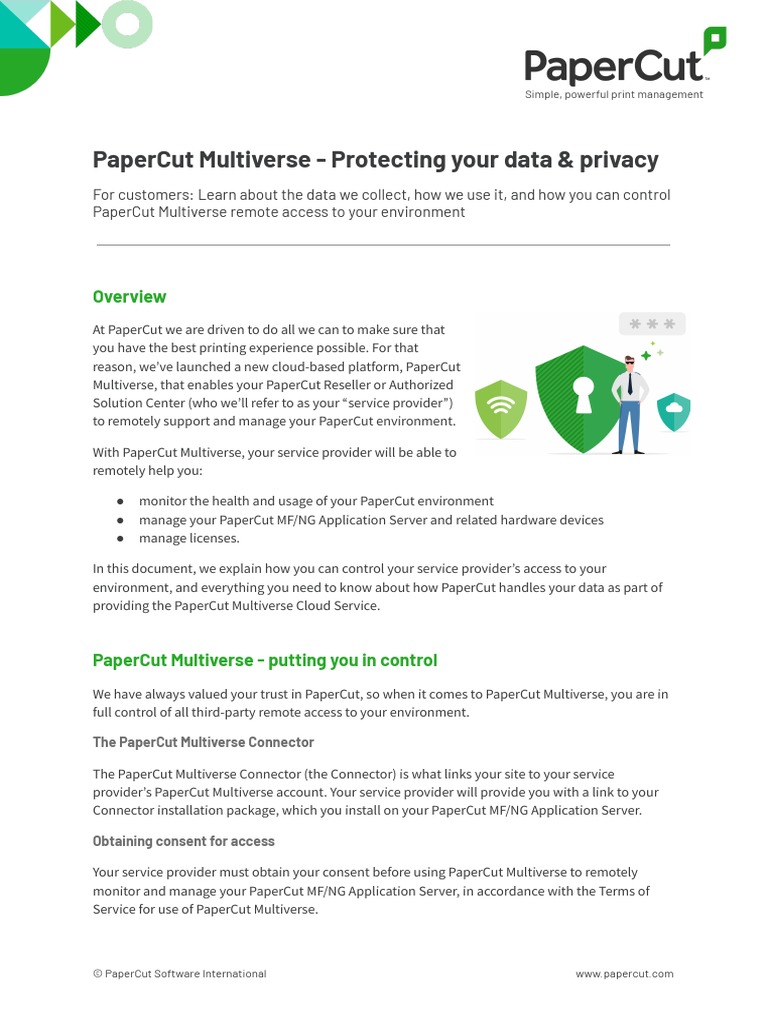PaperCut Multiverse - Protecting Your Data & Privacy | PDF