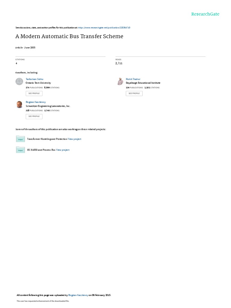 A Modern Automatic Bus Transfer Scheme | PDF