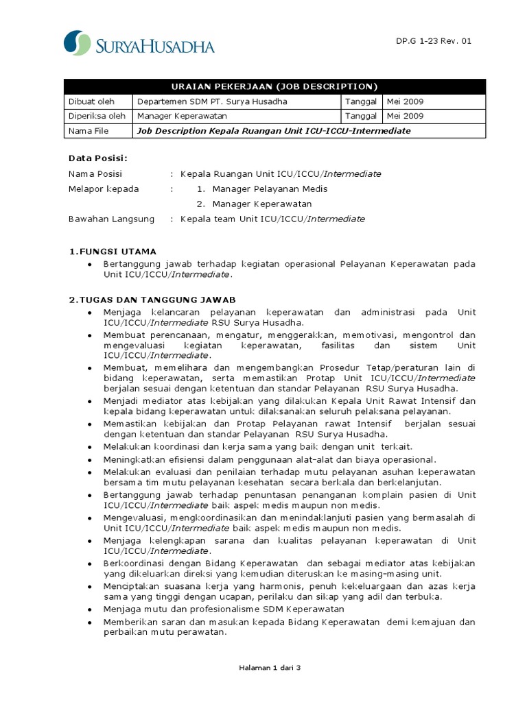SH - JD - KaRu Unit ICU-ICCU-Intermediate | PDF