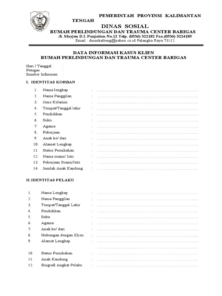 Data Kasus Klien RPTC Barigas | PDF