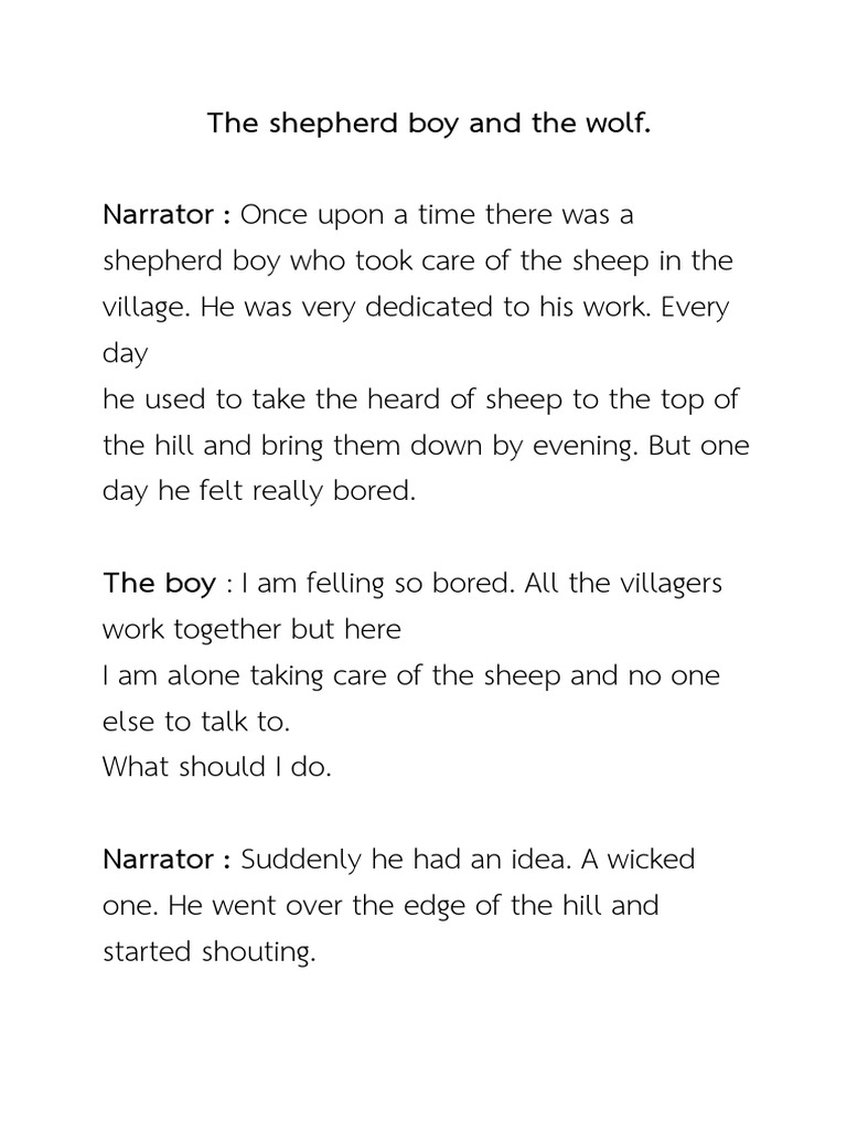 The Shepherd Boy and The Wolf | PDF