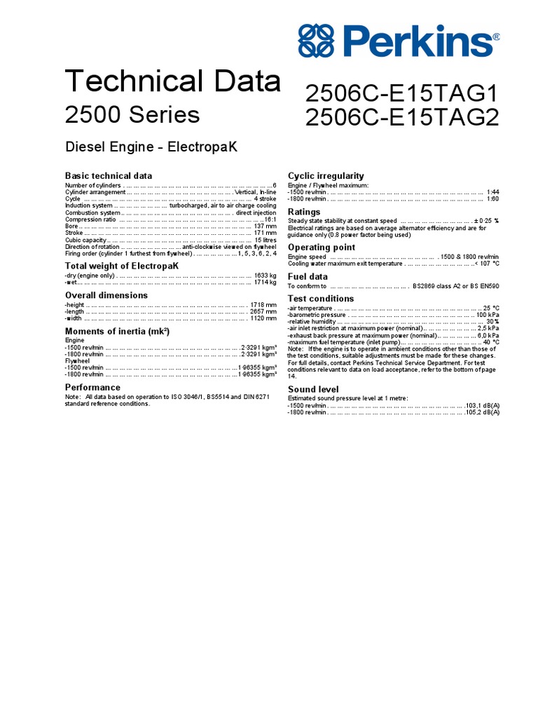 Perkins 2506C Engine Technical Data | PDF | Internal Combustion Engine ...