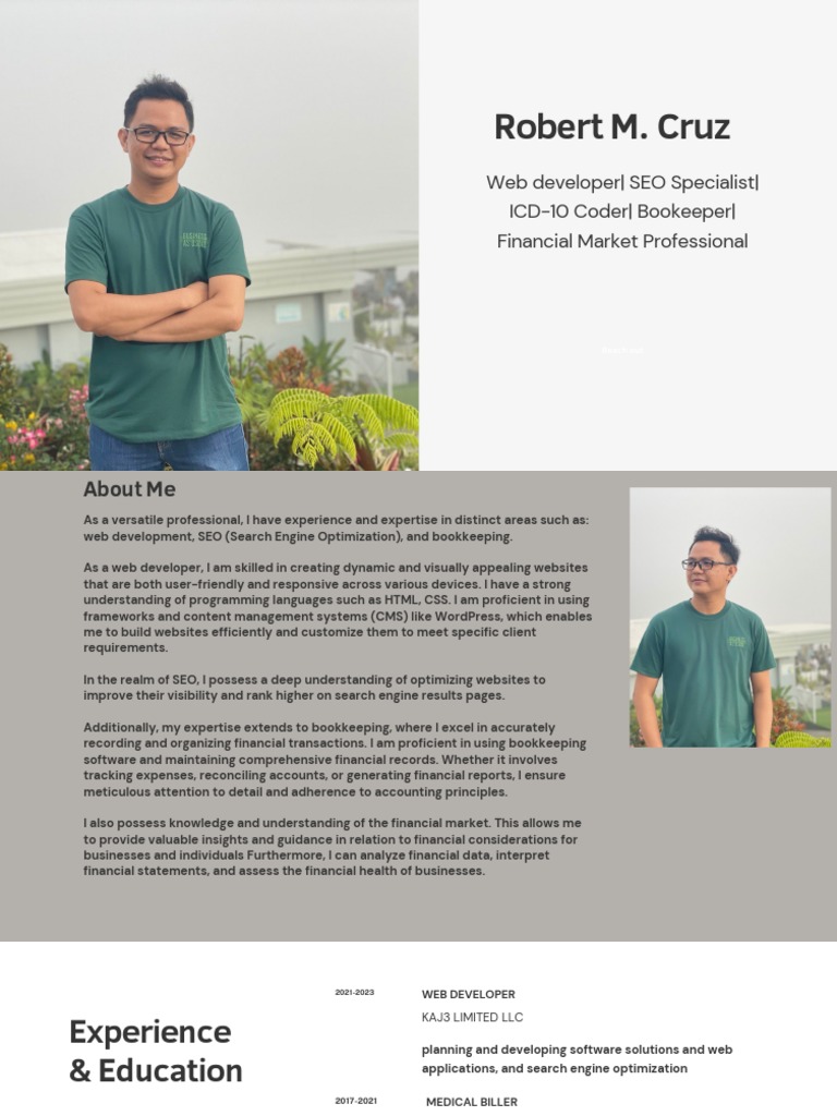 Robert M. Cruz: Web Developer - SEO Specialist - ICD-10 Coder - Bookeeper - Financial Market ...