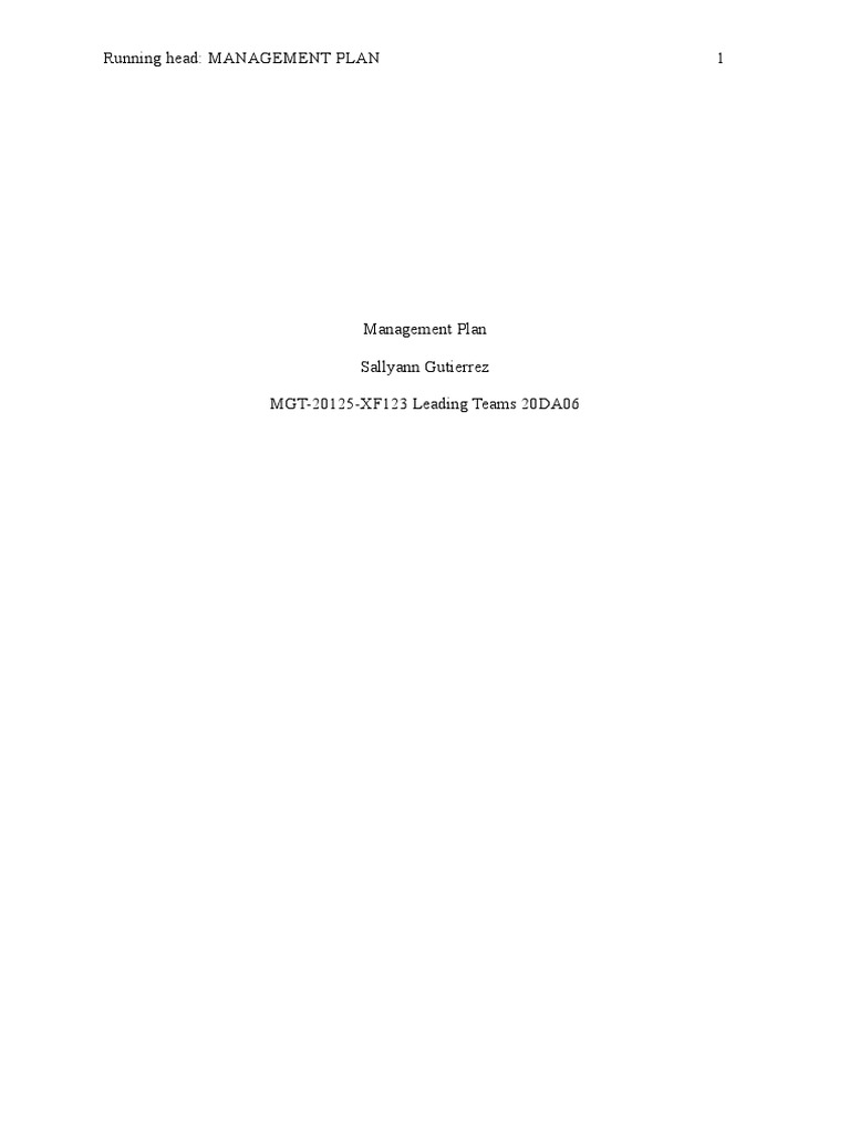 MGT-20125 Management Plan | PDF