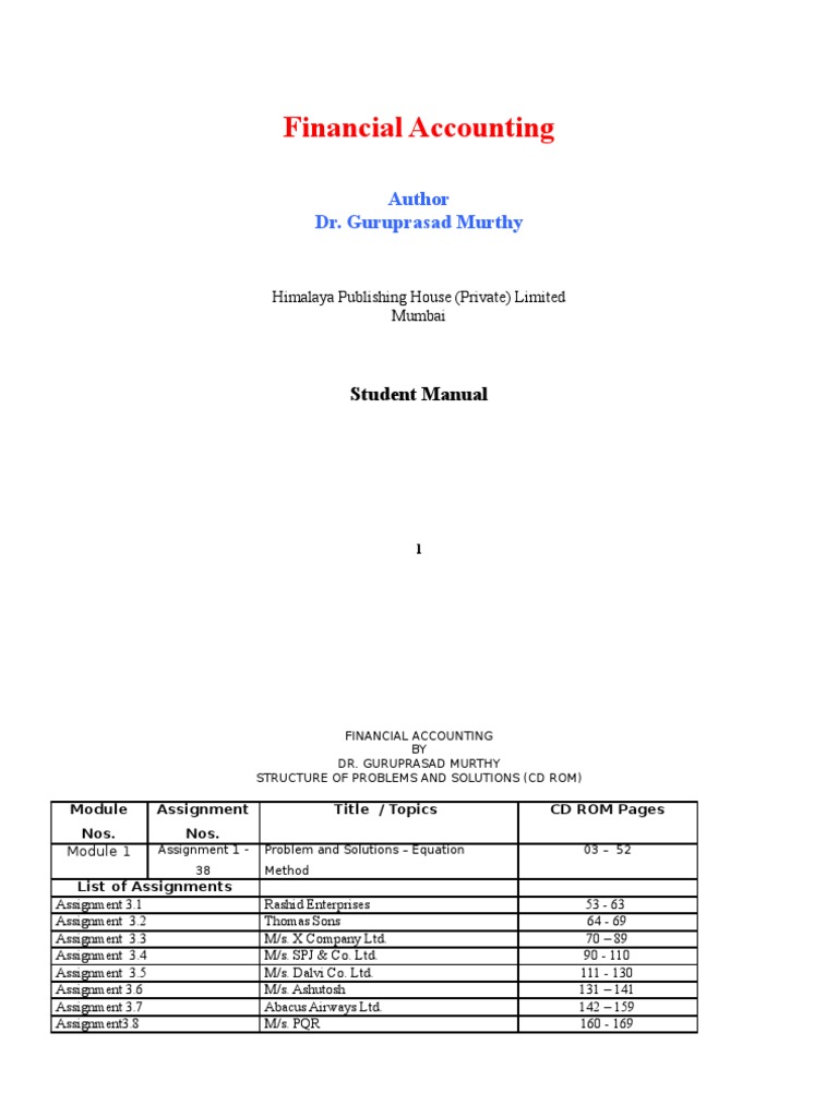 Financial Accounting PAA198 Student Manual | PDF | Expense | Depreciation