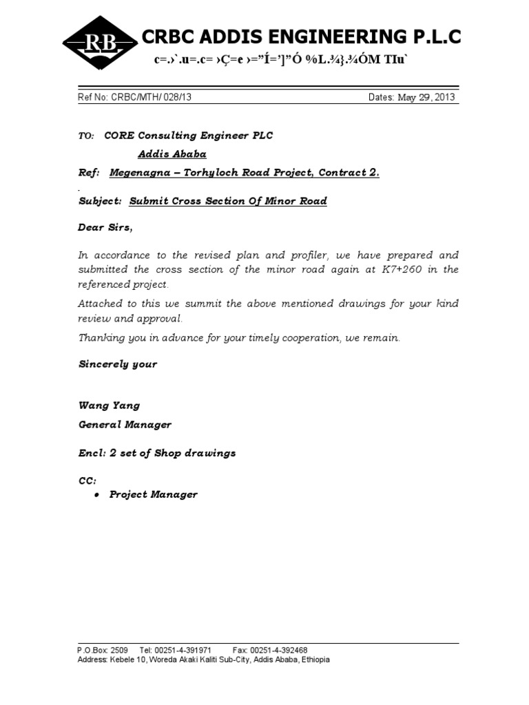 Cross Section Submission for Road Project | PDF