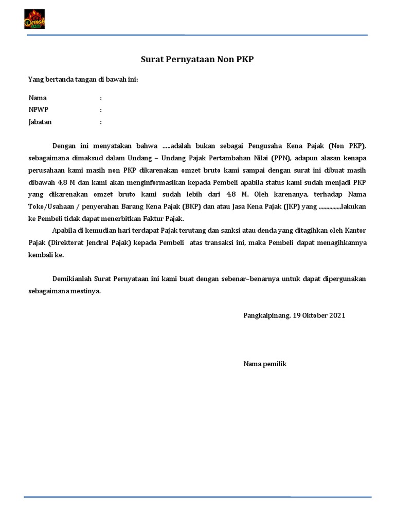 Cara Mendapatkan Surat Non PKP | PDF