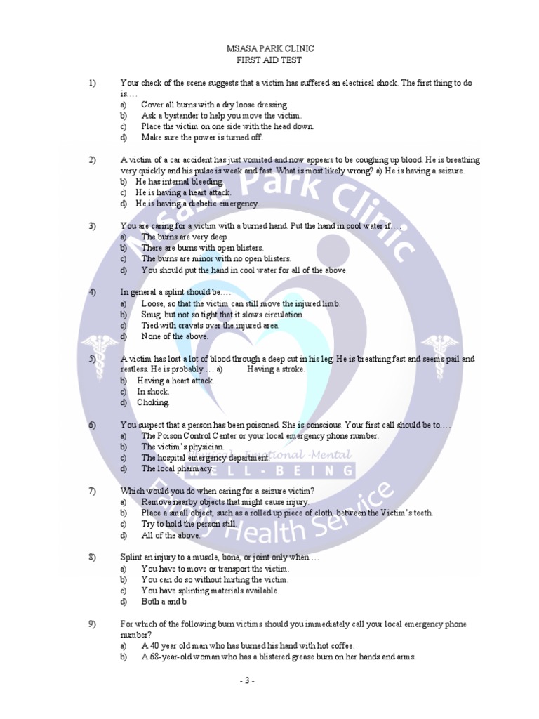 finale test first aid | PDF