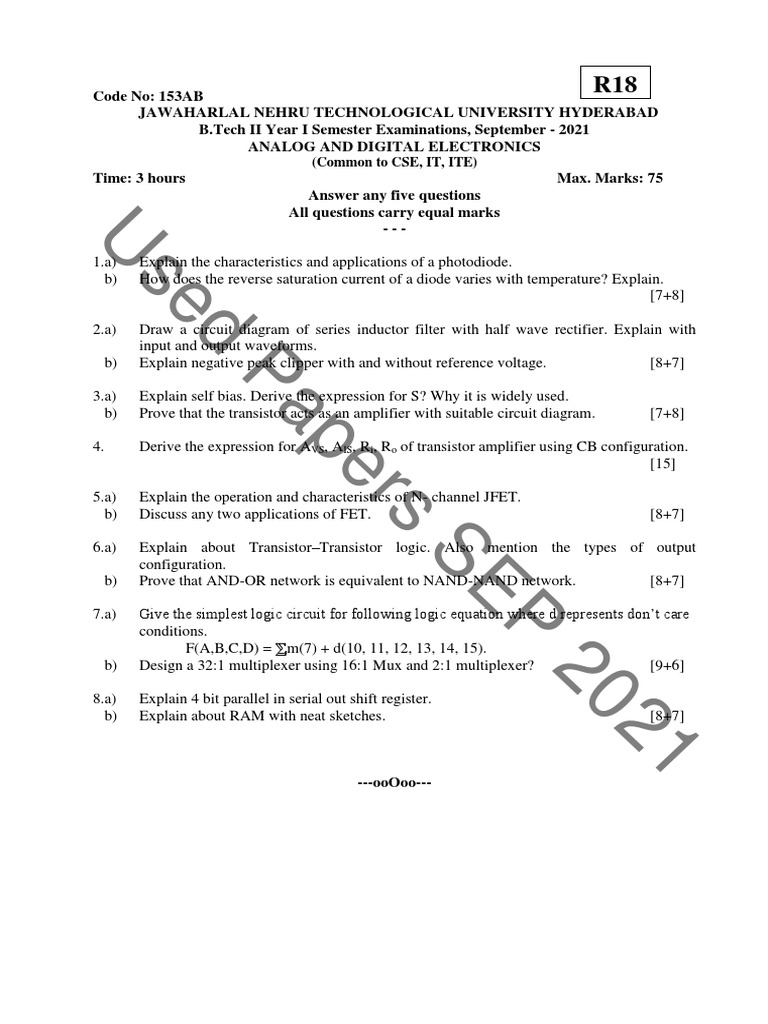 ADE - September-2021 | PDF | Transistor | Electronic Circuits