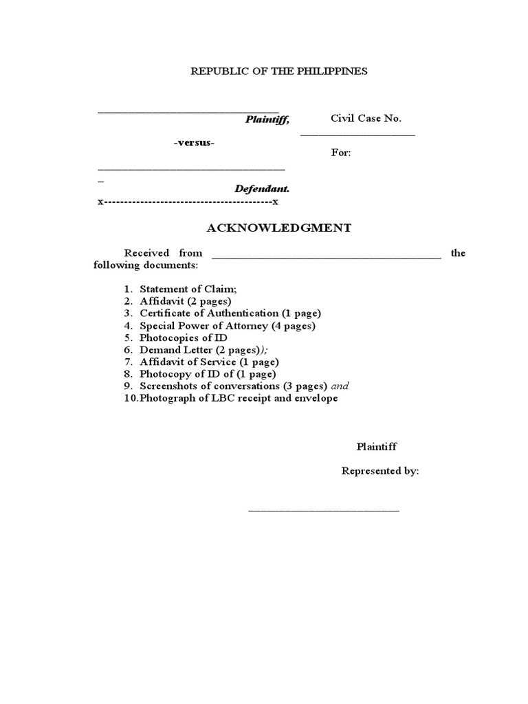 Receipt of Evidence | PDF