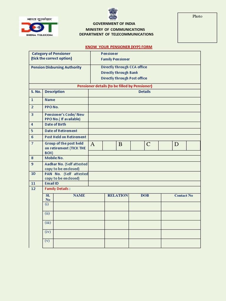 DOT KnowYourPensioner (KYP) Form | PDF