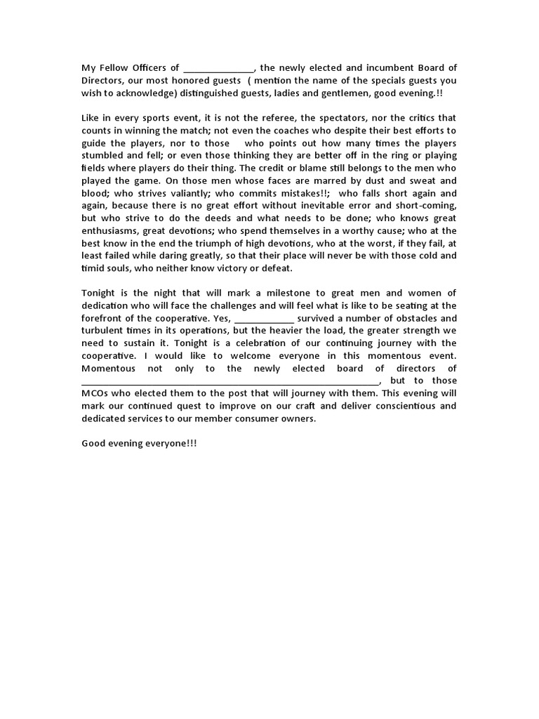 Sample Welcome Address | PDF