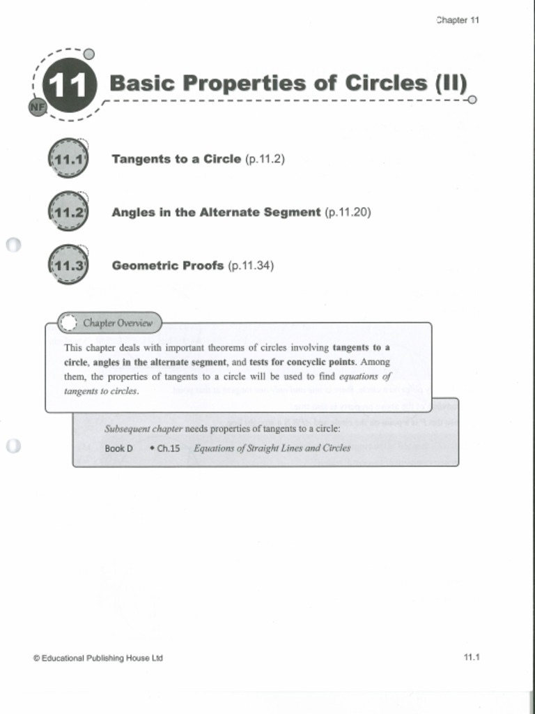 Chapter 11 Basic Properties of Circles (II) - 1 | PDF