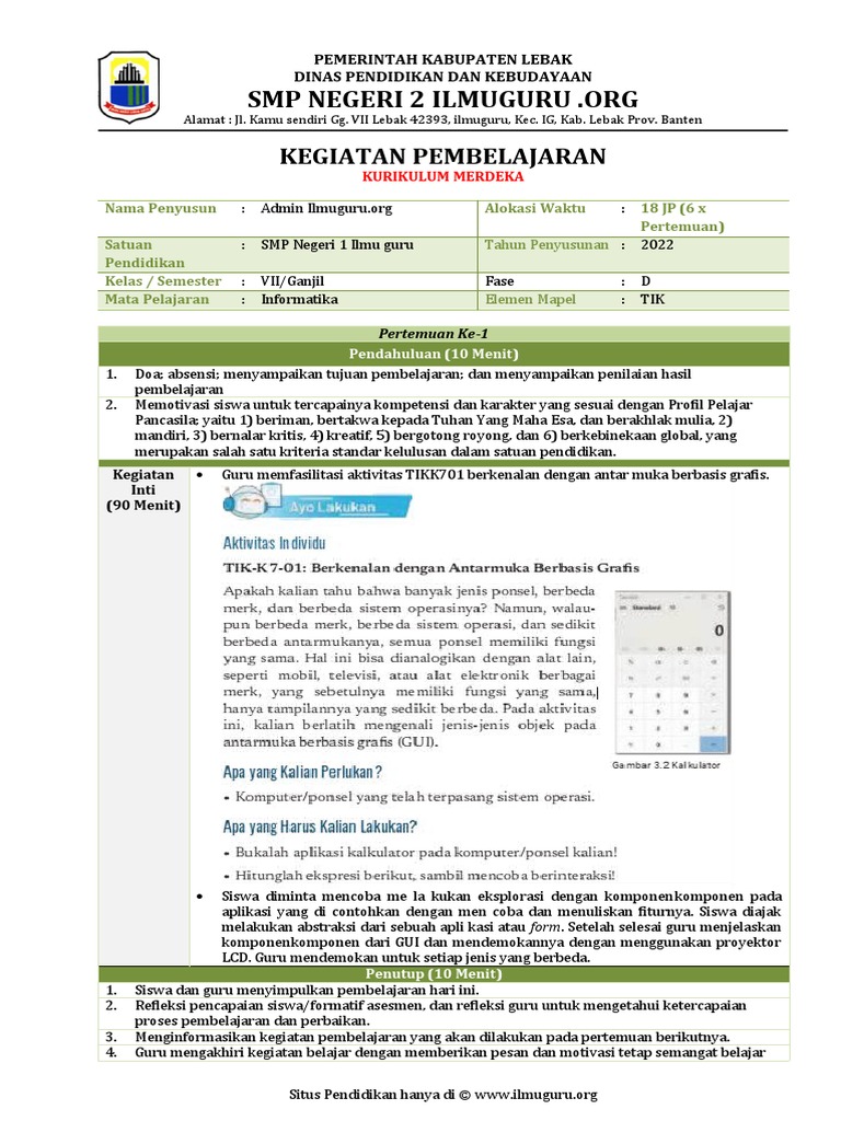 Modul Ajar Informatika Kelas 7 SMP/MTS | PDF