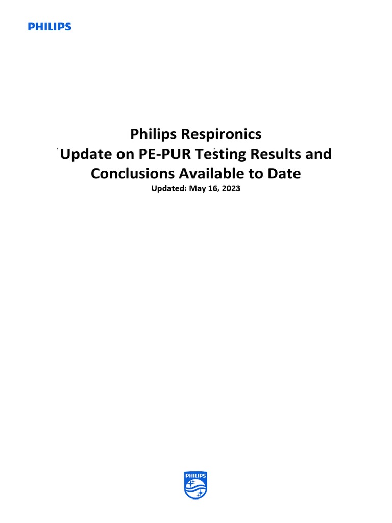 Philips Respironics Update On Pe Pur Testing Results and Conclusions ...