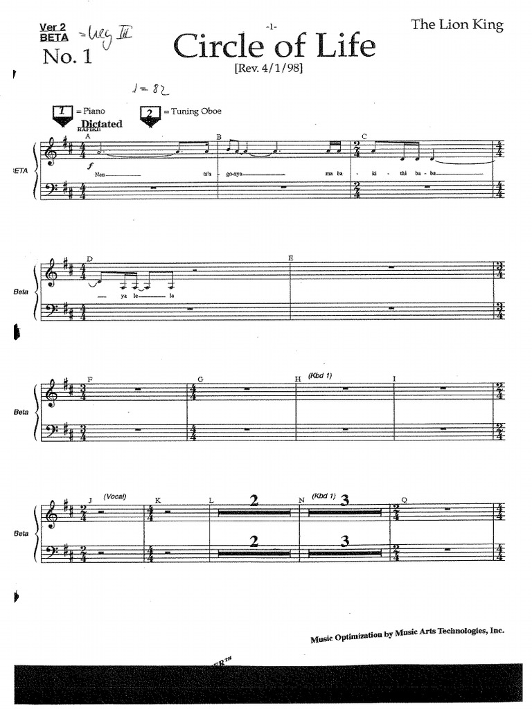 The Lion King - Keyboard 3 | PDF