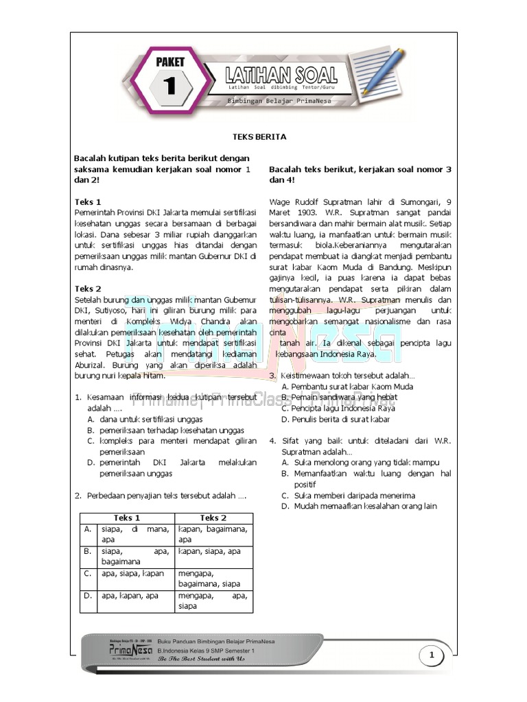 1 Latihan Soal Teks Berita | PDF
