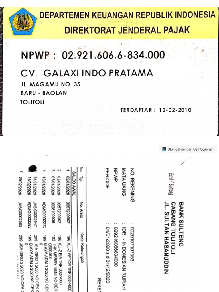 NPWP Galaxi Indo Pratama | PDF
