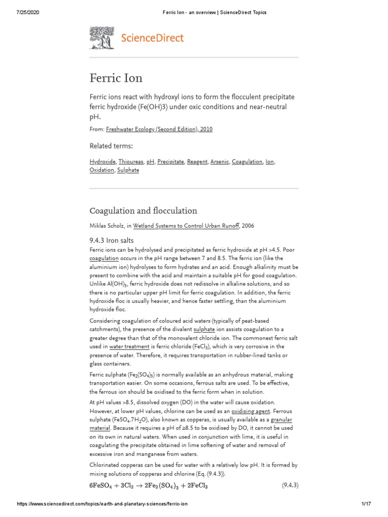 Ferric Ion - An Overview - ScienceDirect Topics | PDF | Hydroxide | Iron Ferric Ion - An Overview - ScienceDirect Topics | PDF | Hydroxide | Iron