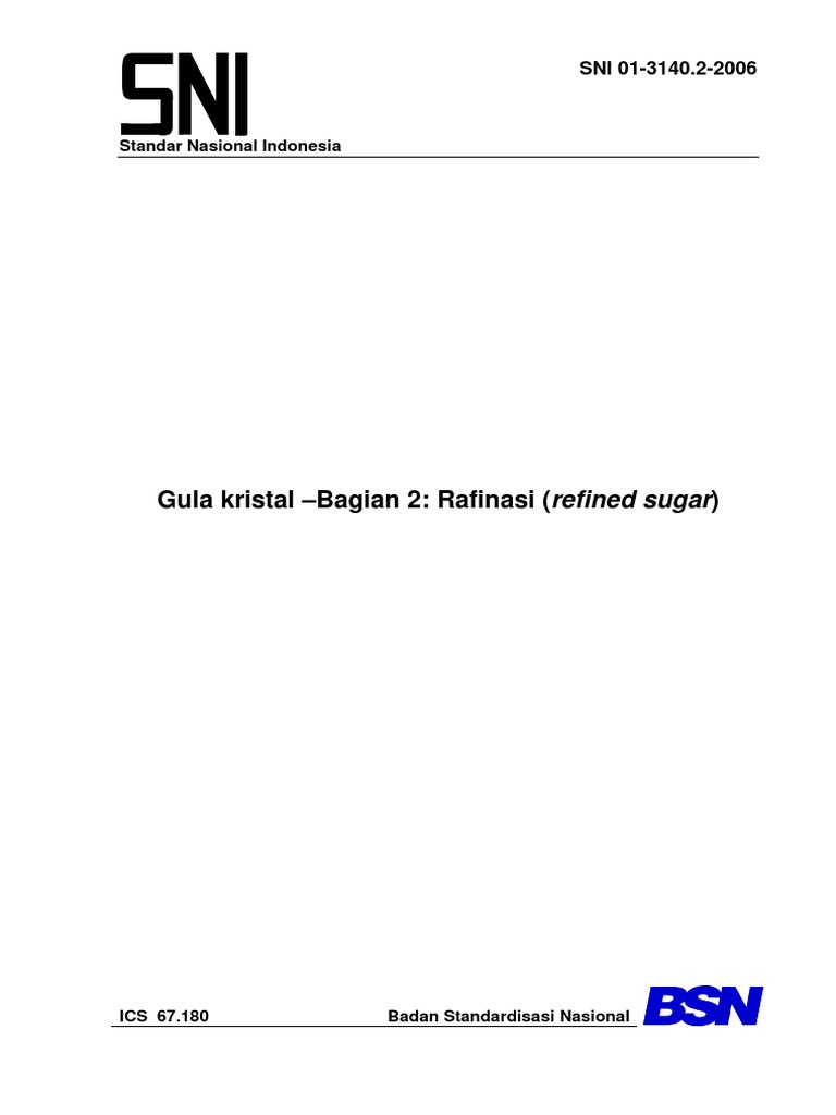 SNI Gula Kristal Rafinasi 2006 | PDF