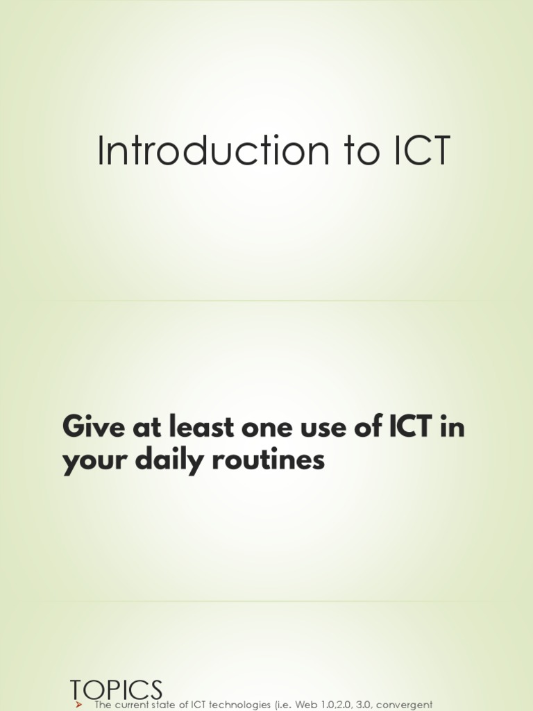 Introduction To ICT | PDF