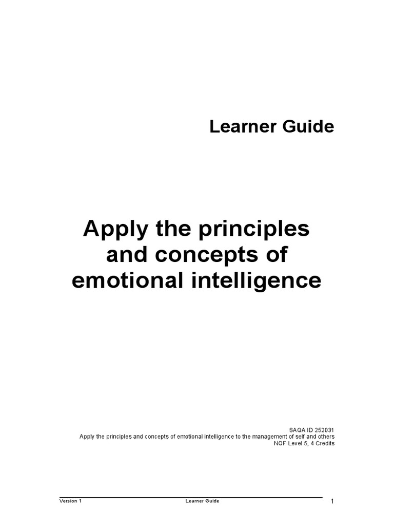 252031 Emotional Intelligence Learner Guide | PDF