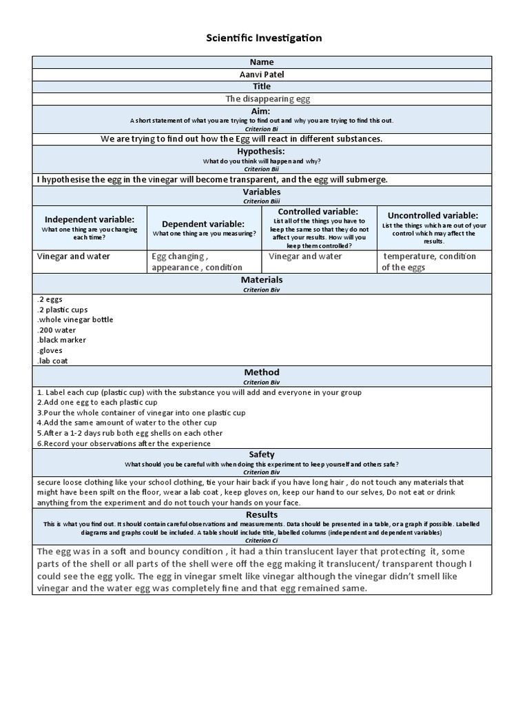 Prac Report | Download Free PDF | Experiment | Egg
