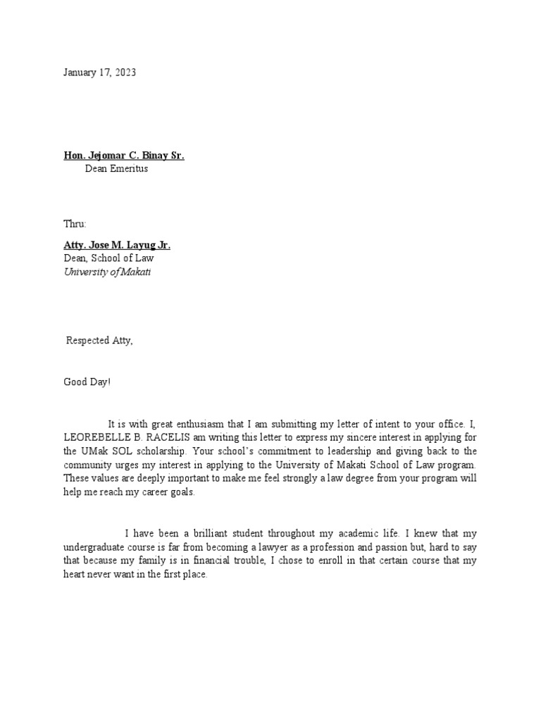 Letter of Intent | PDF | University