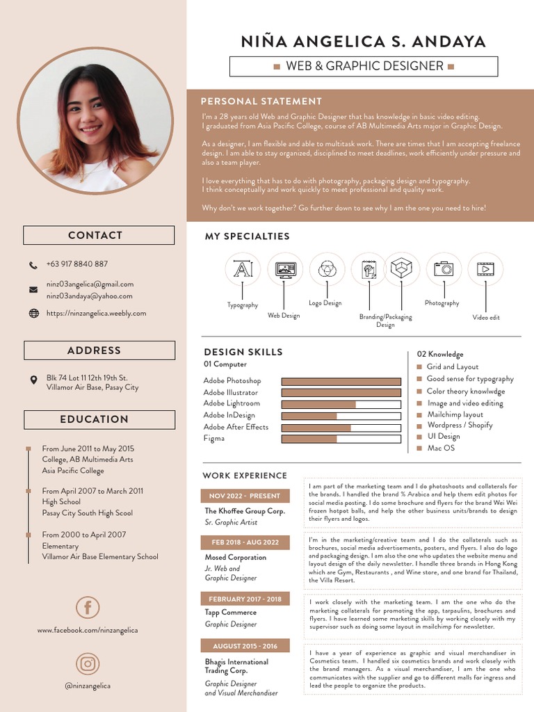 Nina Andaya Resume 2023 | PDF | Graphic Design | Brand