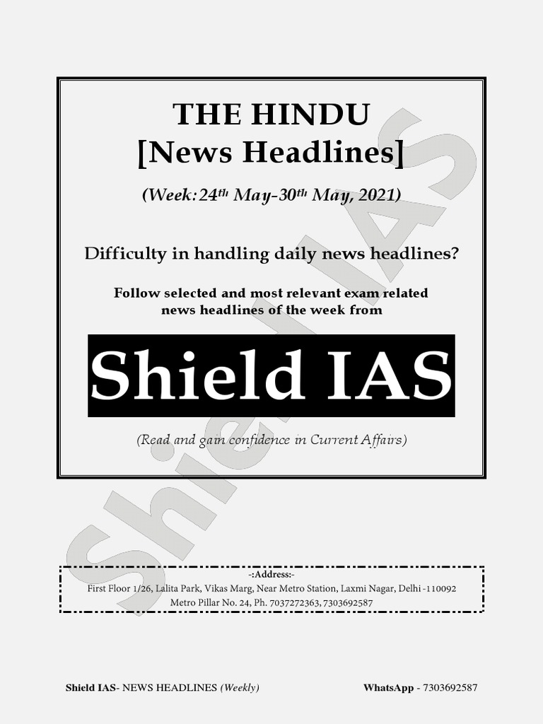 The Hindu (News Headlines) : Shield IAS | PDF