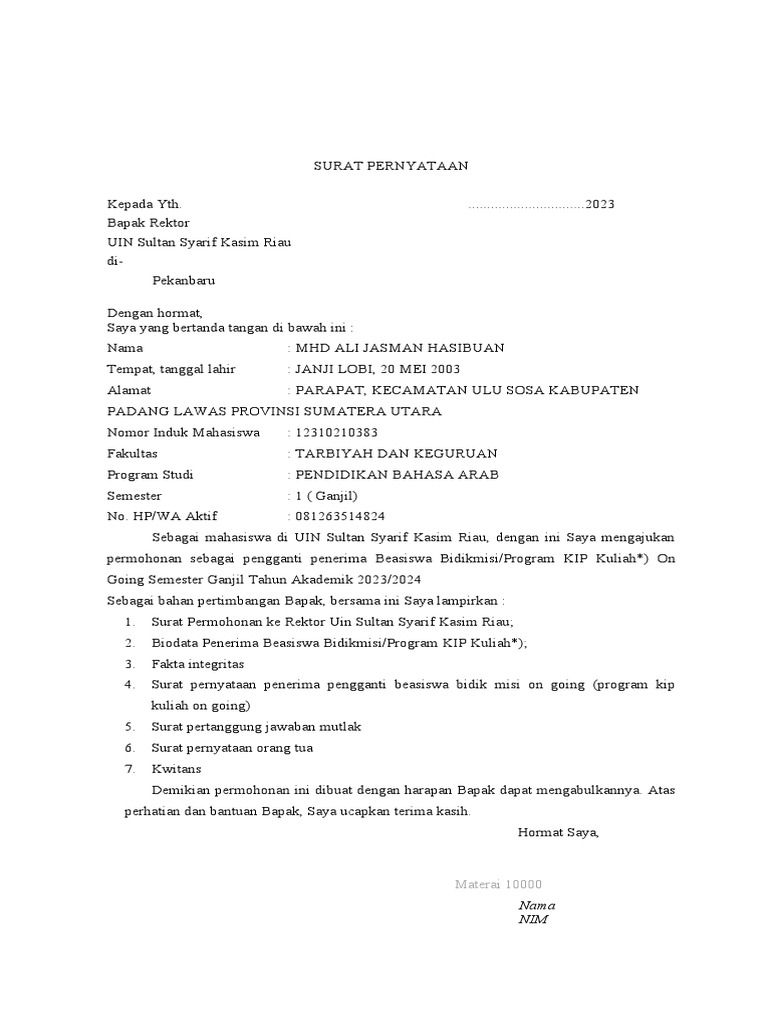 Form Surat Surat | PDF