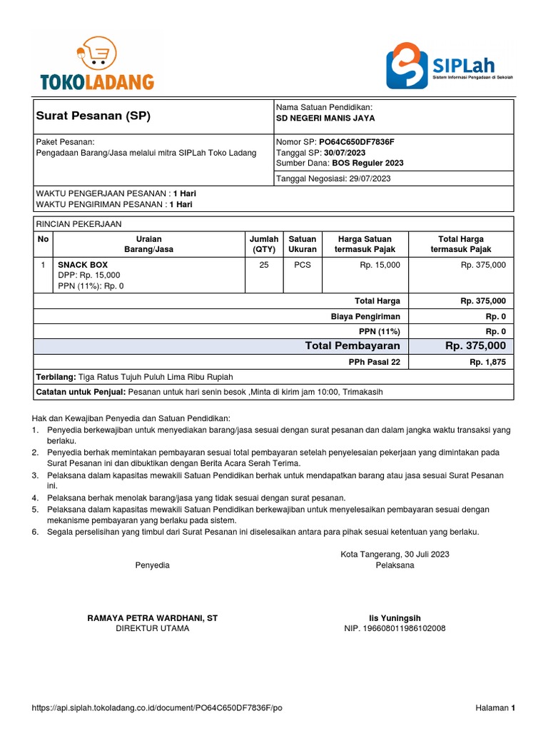Po. Surat Pesanan | PDF